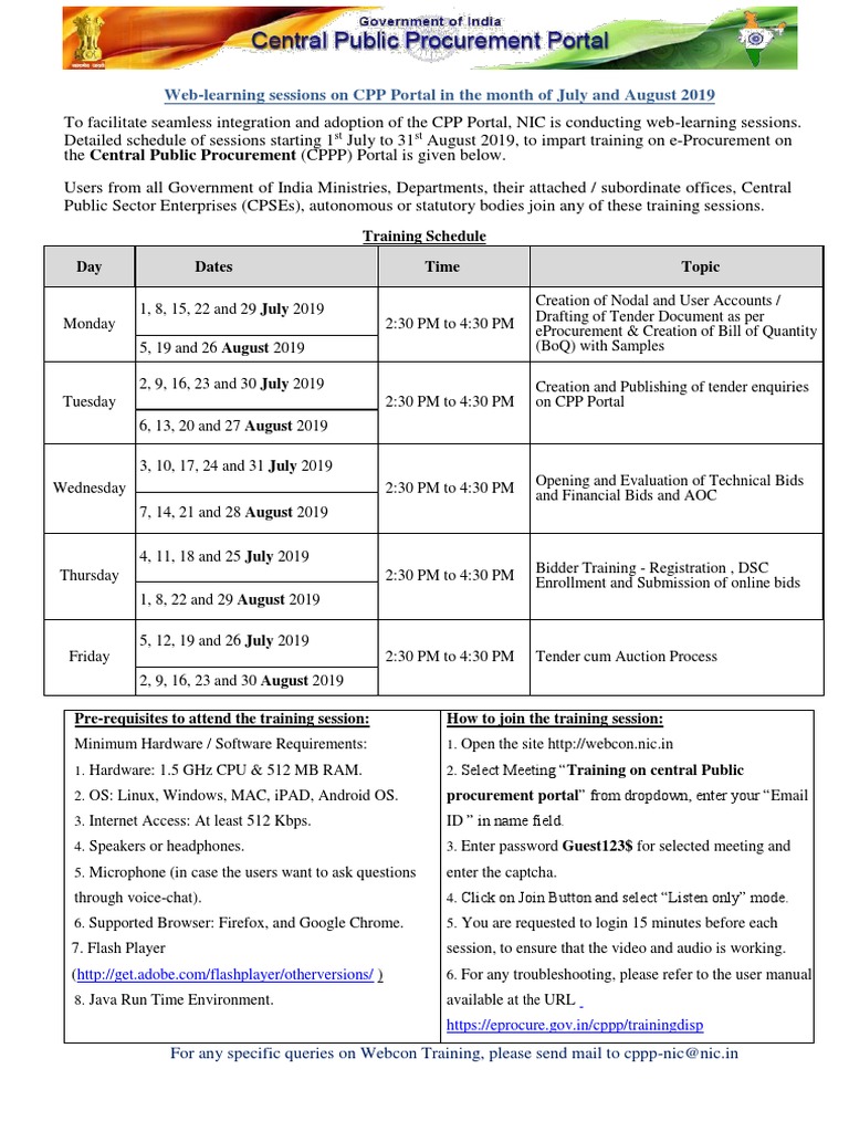 Web-Learning Sessions On CPP Portal in The Month of July and August ...