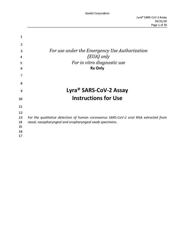 EUA-Quidel-LYRA-SarsCOV2-Assay | PDF | Dna Sequencing | Polymerase ...