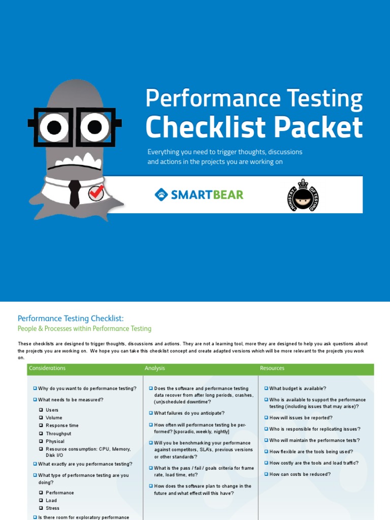 SmartBear Performance Testing Checklist | PDF | Databases | Computer ...