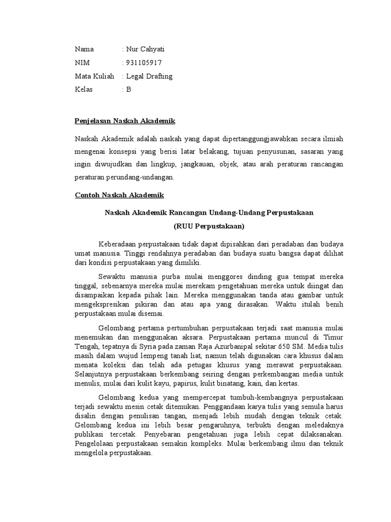 Naskah Akademik RUU Perpustakaan | PDF | Ilmu Sosial | Sejarah