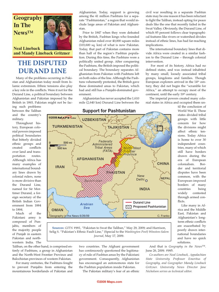 The Disputed Durand Line: Geography in The News™ | PDF | Federally ...
