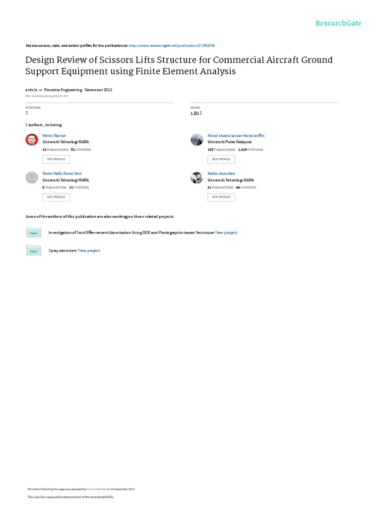 Design Review of Scissors Lifts Structure For Commercial Aircraft ...