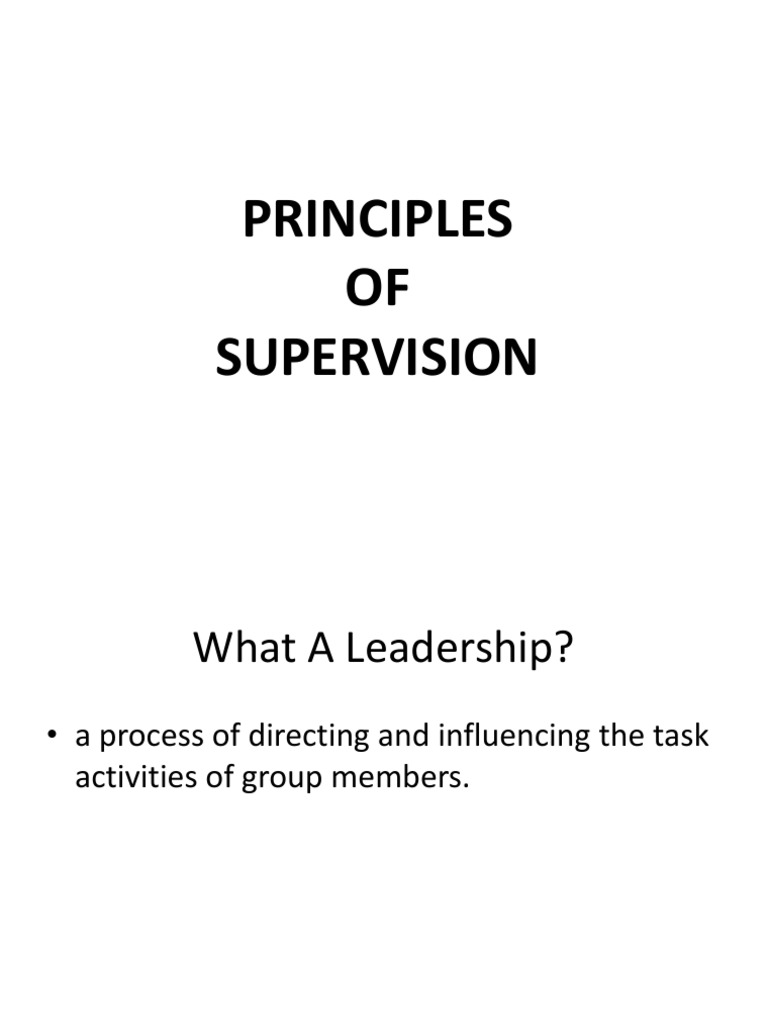 Principles of Supervision | PDF