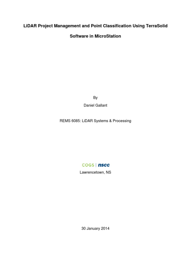 Lidar Project Management and Point Classification Using Terrasolid ...