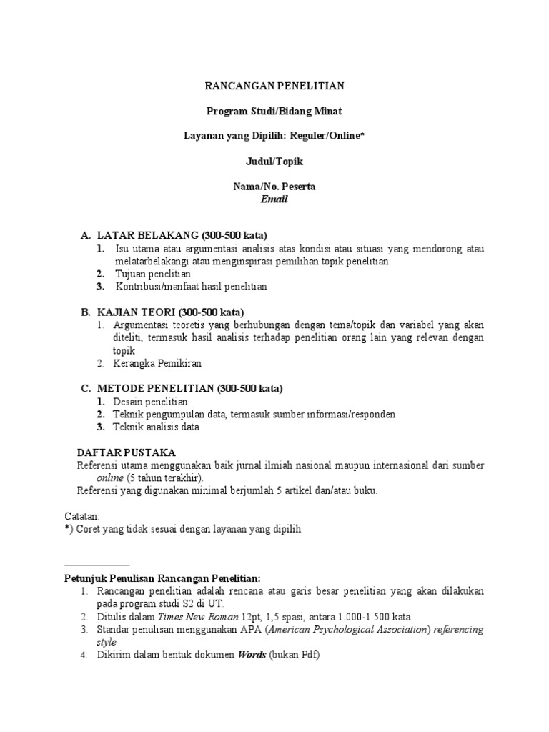 Rancangan Penelitian - Tes Masuk S2 Dengan Portofolio | PDF | Karier ...