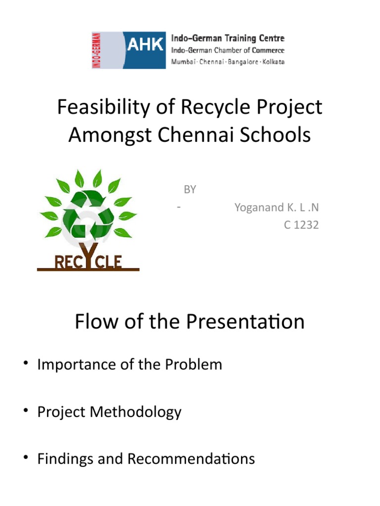 Chennai Schools Recycling Project Feasibility | PDF | Business