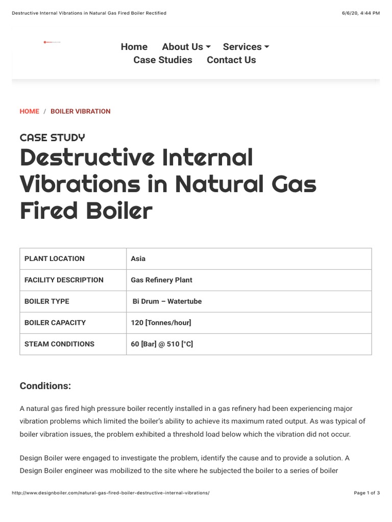 Destructive Internal Vibrations in Natural Gas Fired Boiler Rectified ...