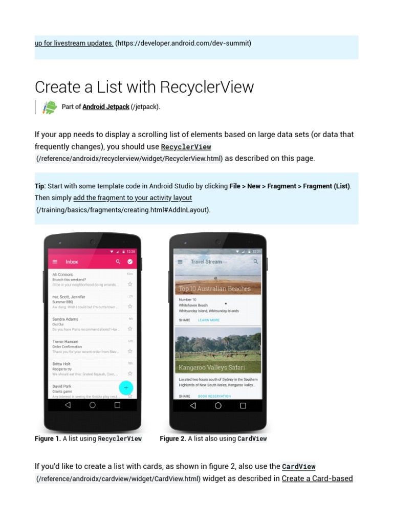 Create A List With RecyclerView - Android Developers | PDF | Class ...