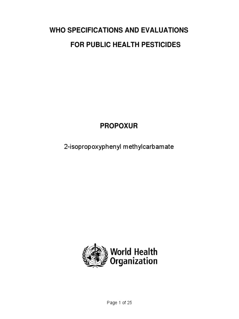 WHO On Propoxur | PDF | Specification (Technical Standard) | Toxicity