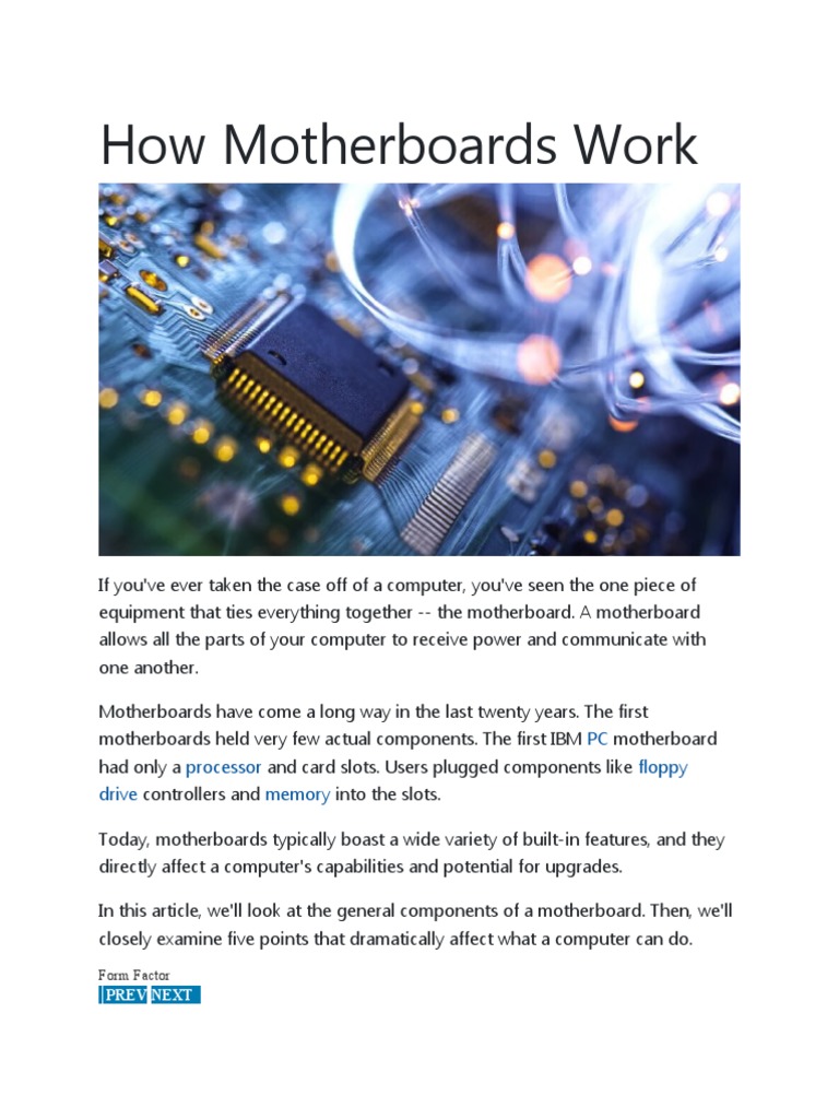 How Motherboard Works | PDF | Central Processing Unit | Microprocessor