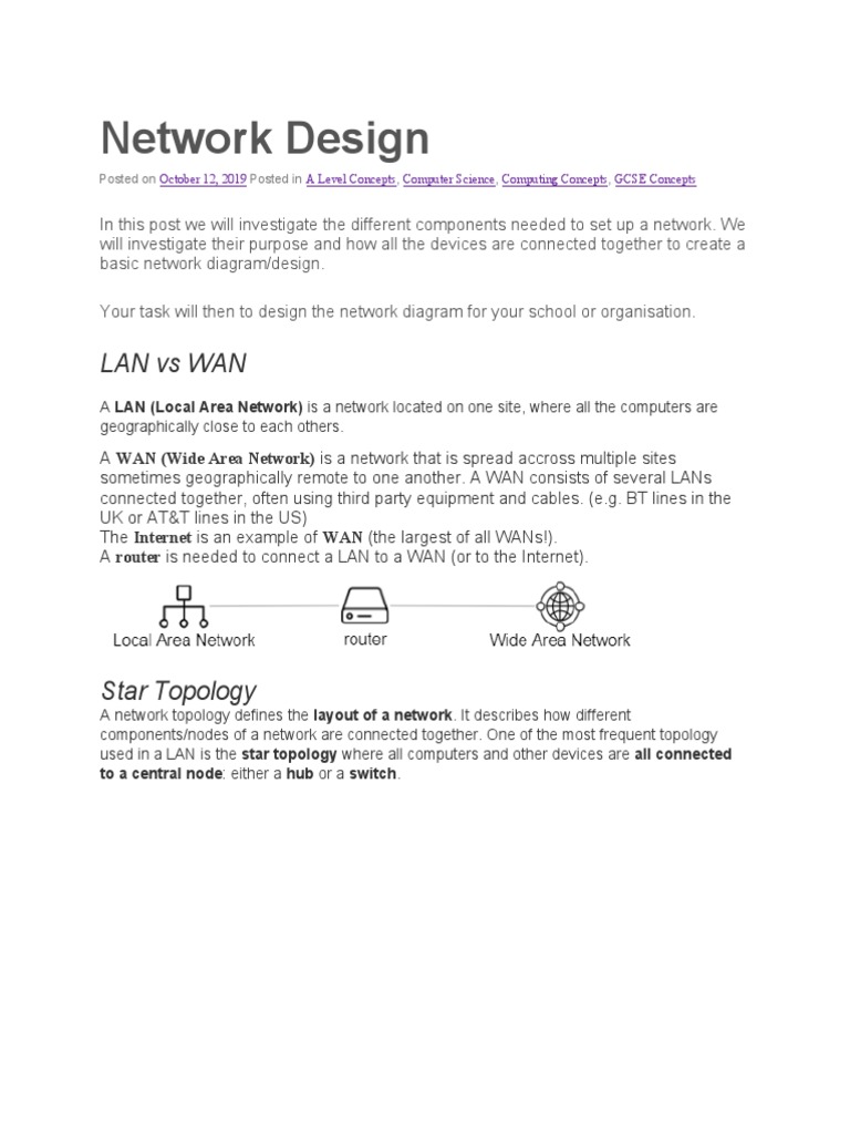 Network Design Lan Vs Wan Pdf Network Topology Computer Network