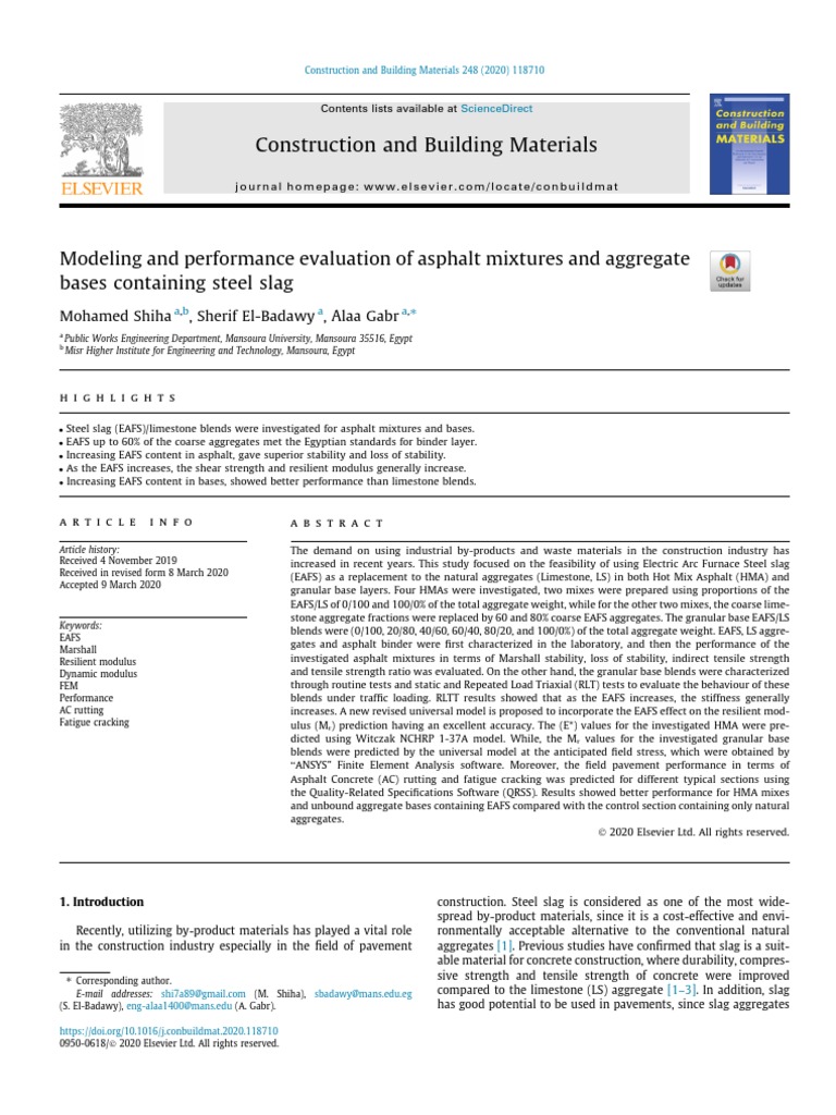 Construction and Building Materials: Mohamed Shiha, Sherif El-Badawy ...