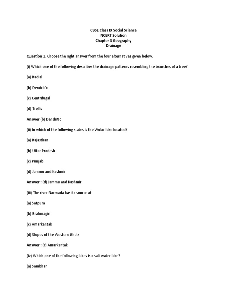 CBSE Class IX Social Science NCERT Solution Chapter 3 Geography ...