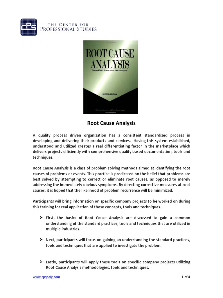 Root Cause Analysis Syllabus | PDF | Lecture | Analysis