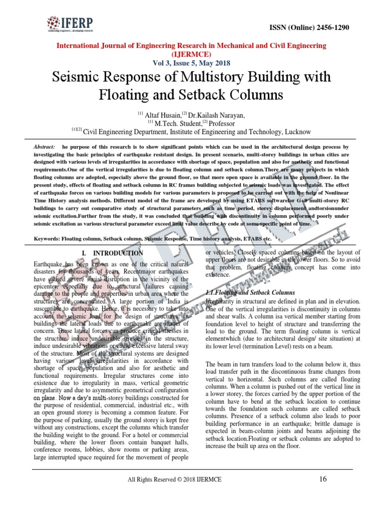 Seismic Response of Multistory Building With Floating and Setback ...