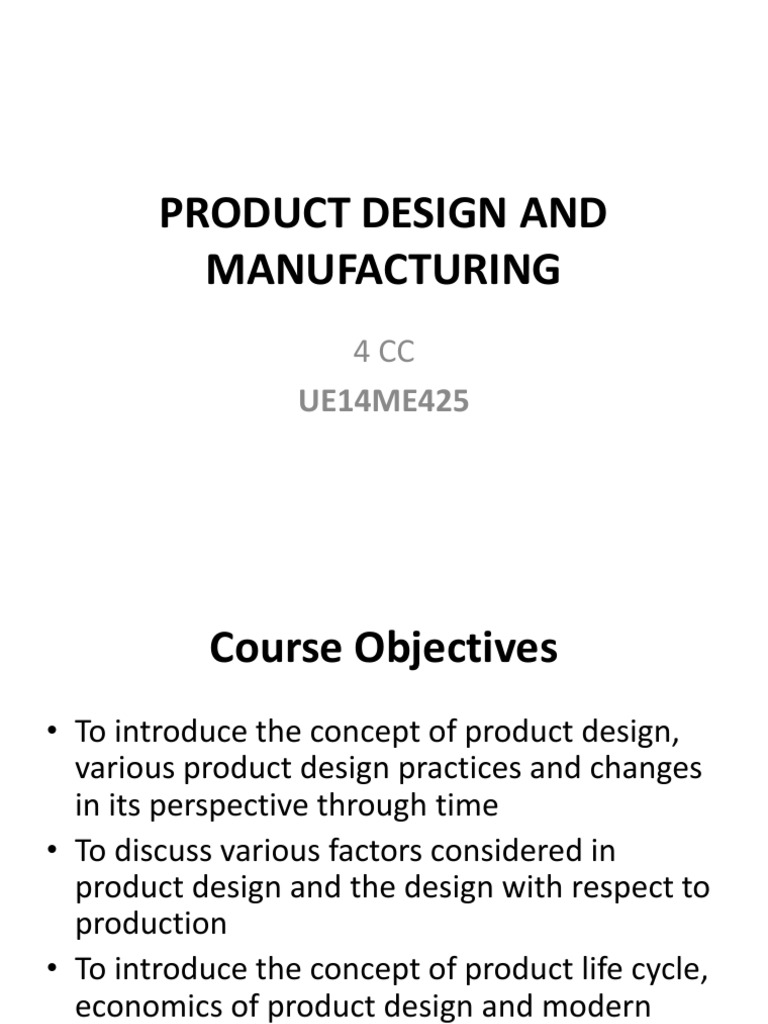 Product Design and Manufacturing: UE14ME425 | PDF | Engineering ...
