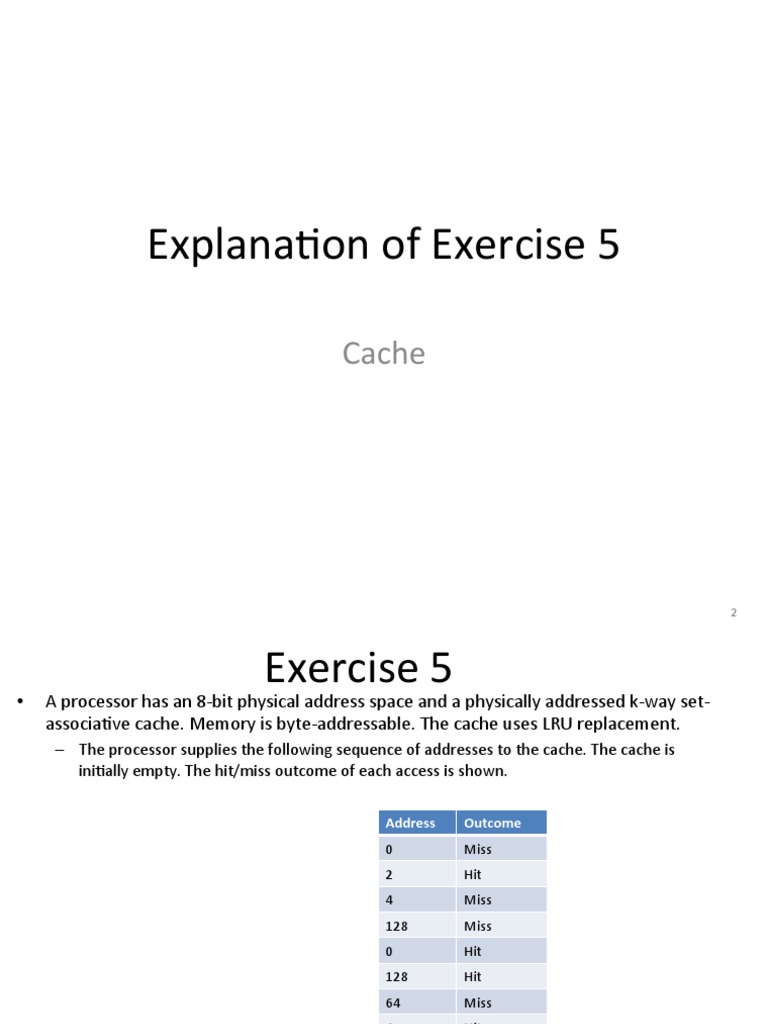 Explana'on of Exercise 5: Cache | PDF | Cpu Cache | Integrated Circuit
