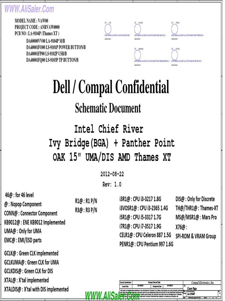 Dell Inspiron 15 3521 Compal LA-9104P Rev 1.0 Schematics | PDF ...