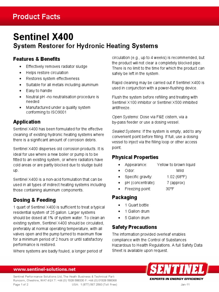 Sentinel X400 QT Product Overview | PDF | Water | Building Engineering