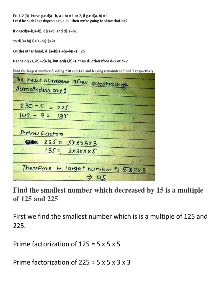Finding Multiples of 125 and 225 | PDF