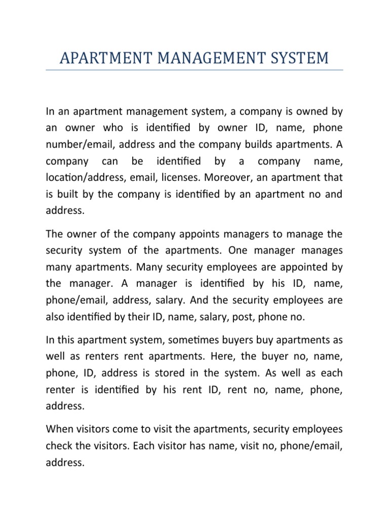 Apartment Management System Overview | PDF