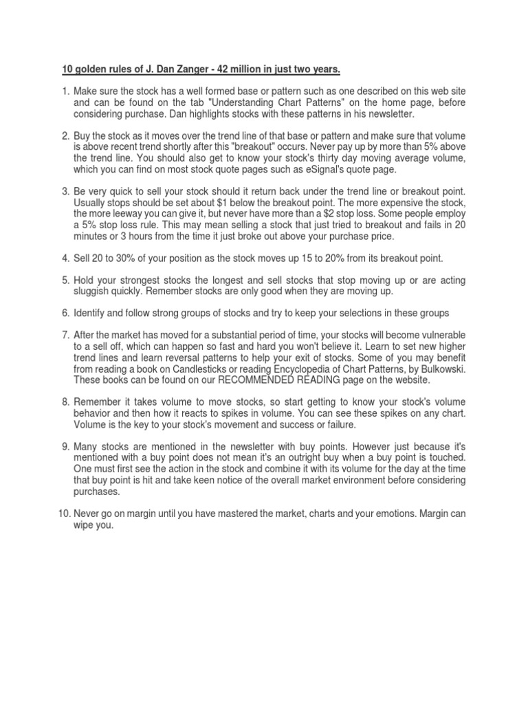 10 Golden Rules of Dan Zanger | PDF | Financial Markets | Microeconomics