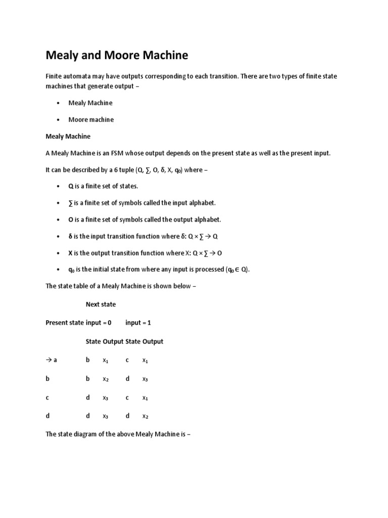 Mealy Machine | PDF | Applied Mathematics | Conceptual Model