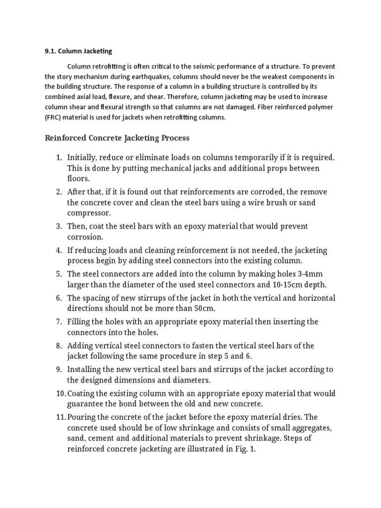 9.1. Column Jacketing: Reinforced Concrete Jacketing Process | Download ...