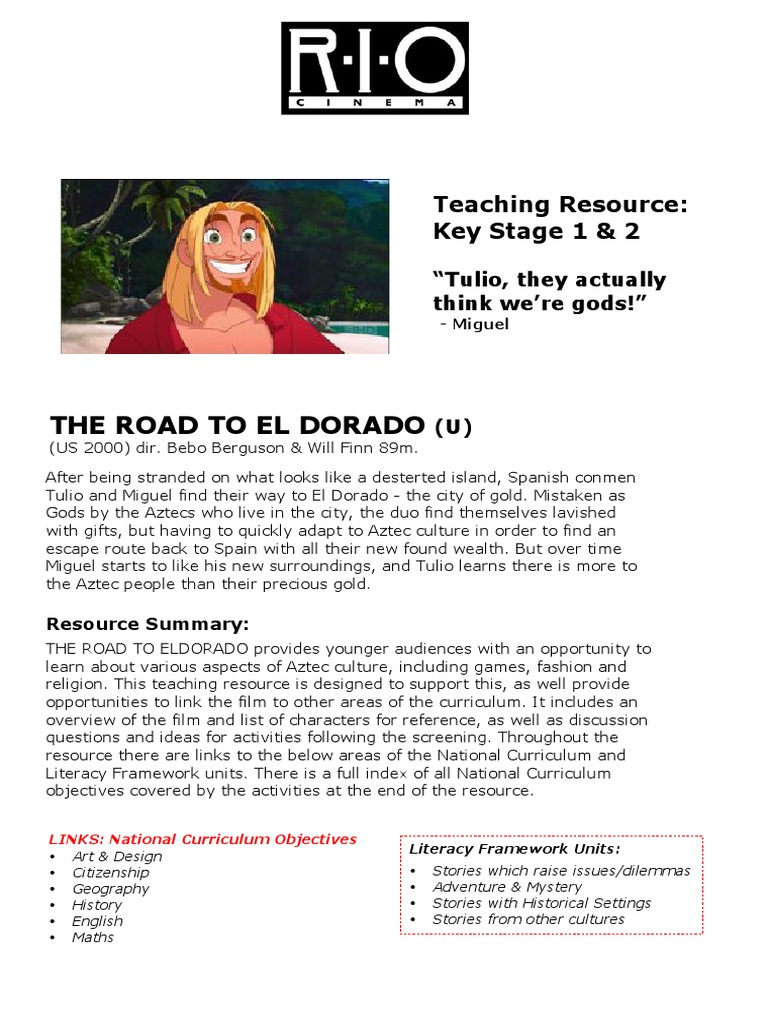 The Road To El Dorado: Teaching Resource: Key Stage 1 & 2 | PDF | Idea