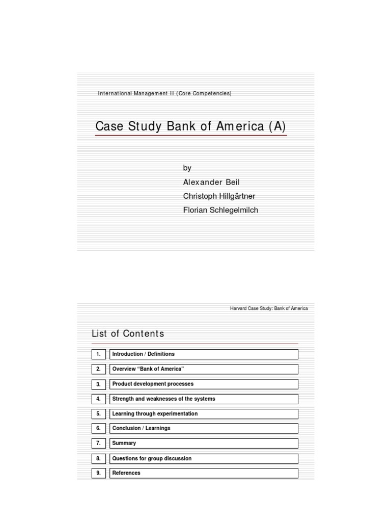 Case Study Bank of America (A) | PDF