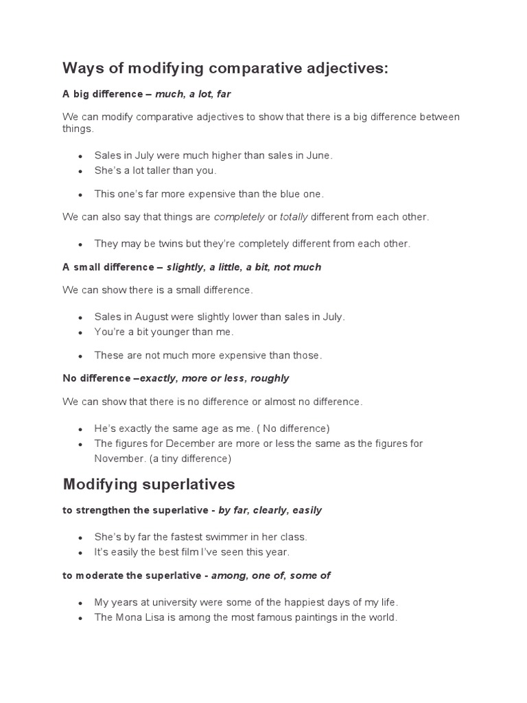 Ways of Modifying Comparative Adjectives | PDF