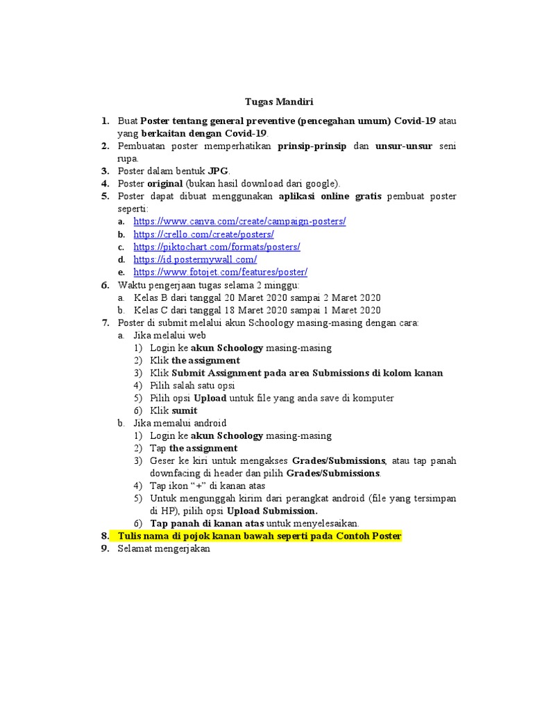 Tugas Mandiri Poster | PDF