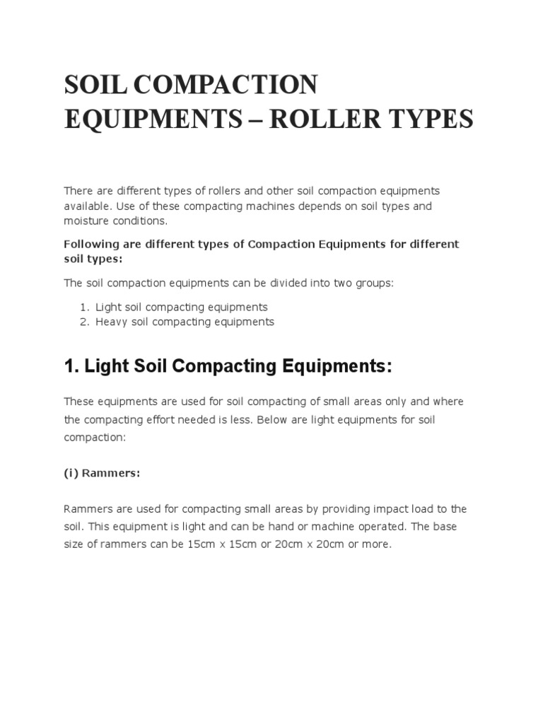 An Overview of Soil Compaction Equipment Types for Different Soil ...