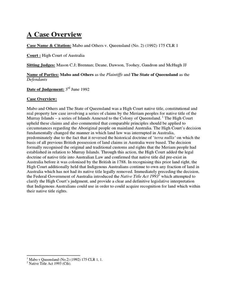 A Landmark Decision: The High Court of Australia Formally Recognizes ...