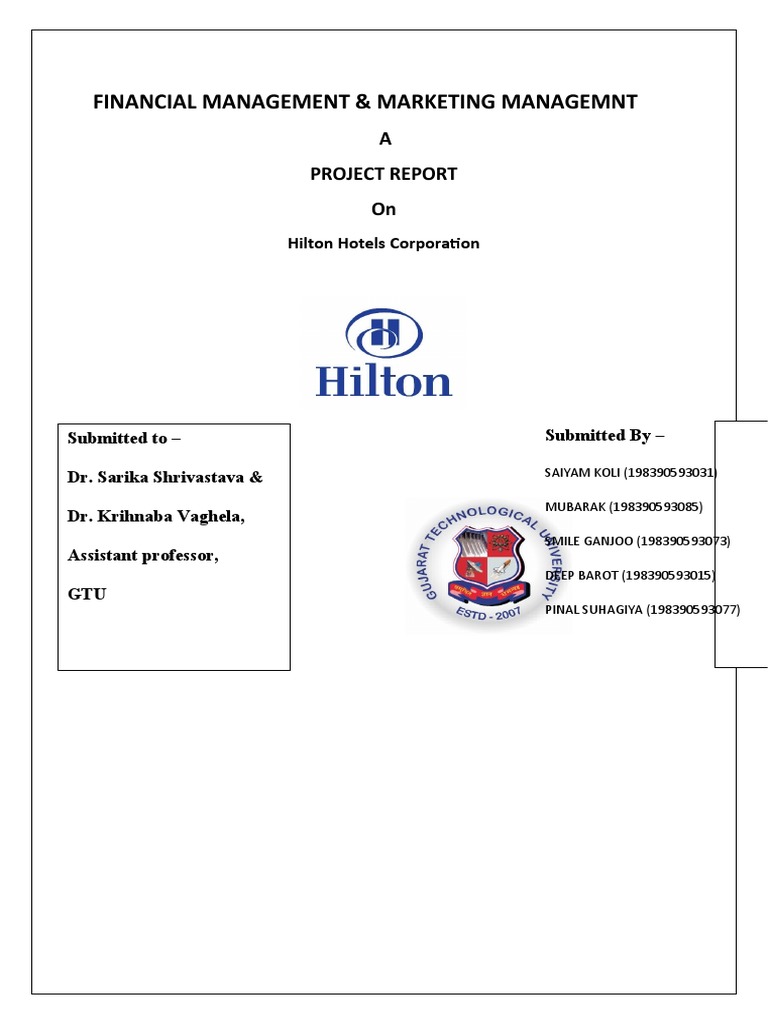 Financial MGT and Marketing MGT Report | PDF | Hilton Worldwide | Business