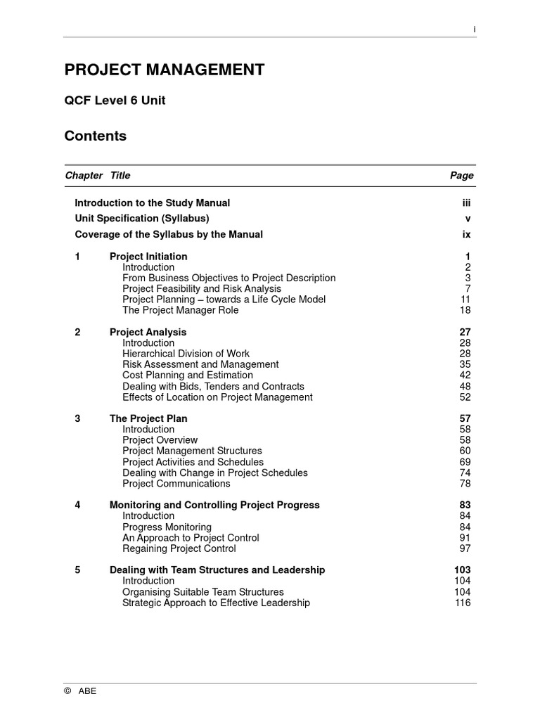 ABE Level 6 Project Management Study Manual | Download Free PDF ...