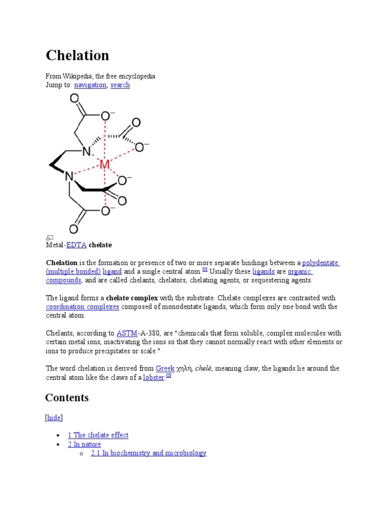 Chelation | Chelation | Ethylenediaminetetraacetic Acid
