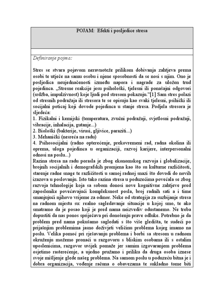 Efekti I Posljedice Stresa | PDF