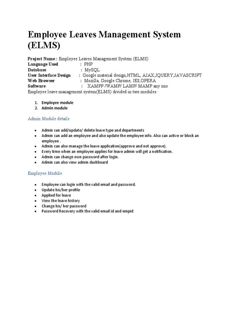 Employee Leaves Management System | PDF