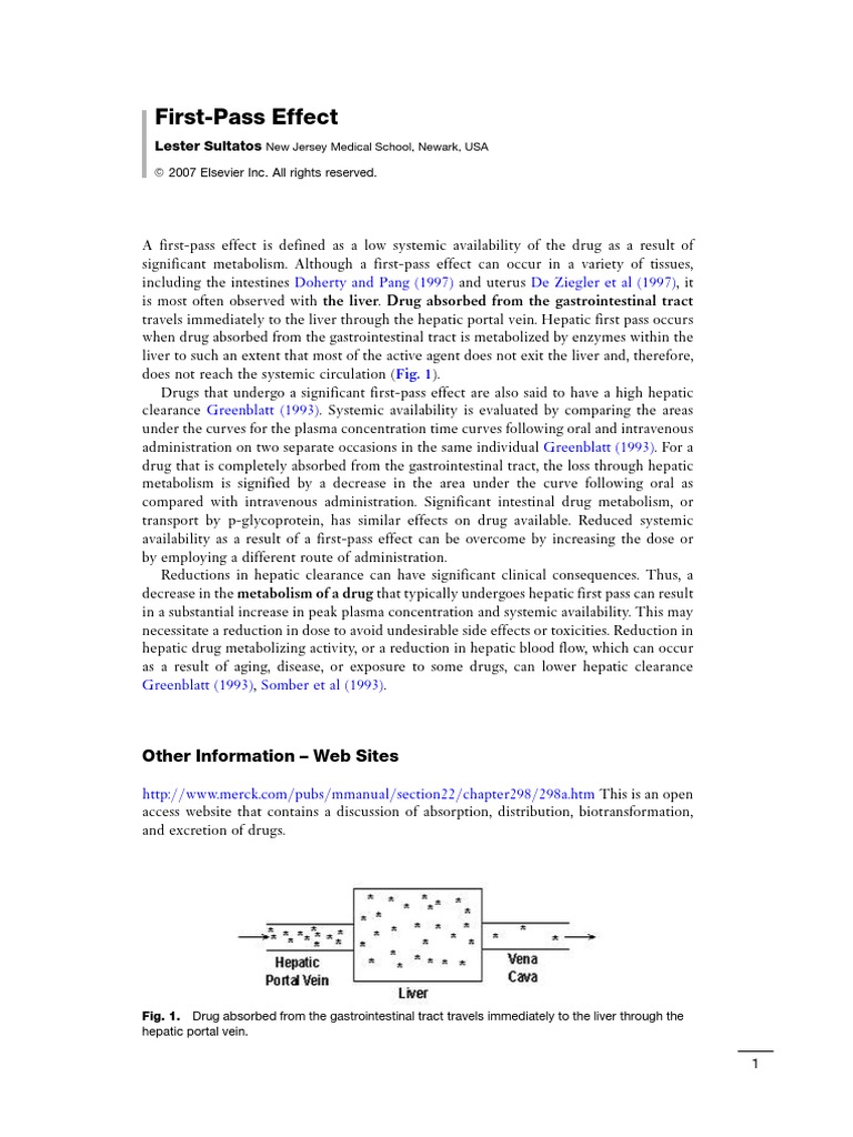 First-Pass Effect | PDF | Liver | Pharmacokinetics