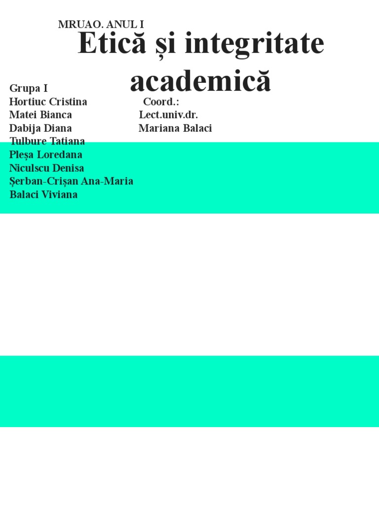 Prezentare-Etica Si Integritate Academica | PDF
