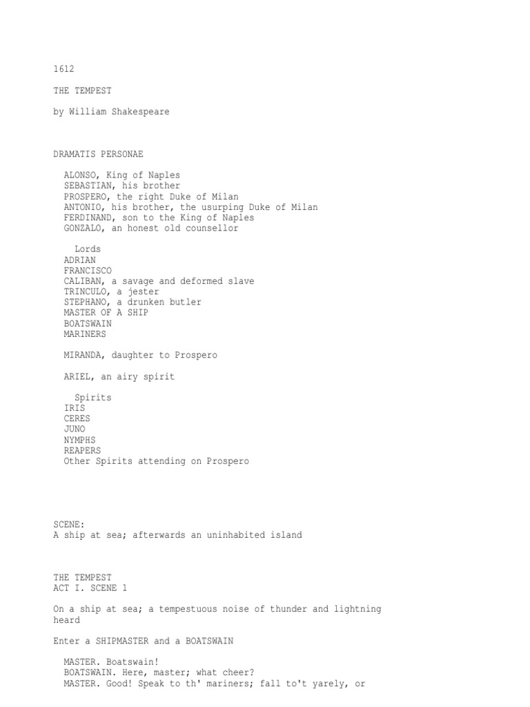 The Tempest - William Shakespeare | PDF