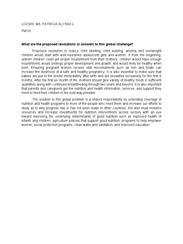 What Are The Proposed Resolutions or Answers To This Global Challenge ...