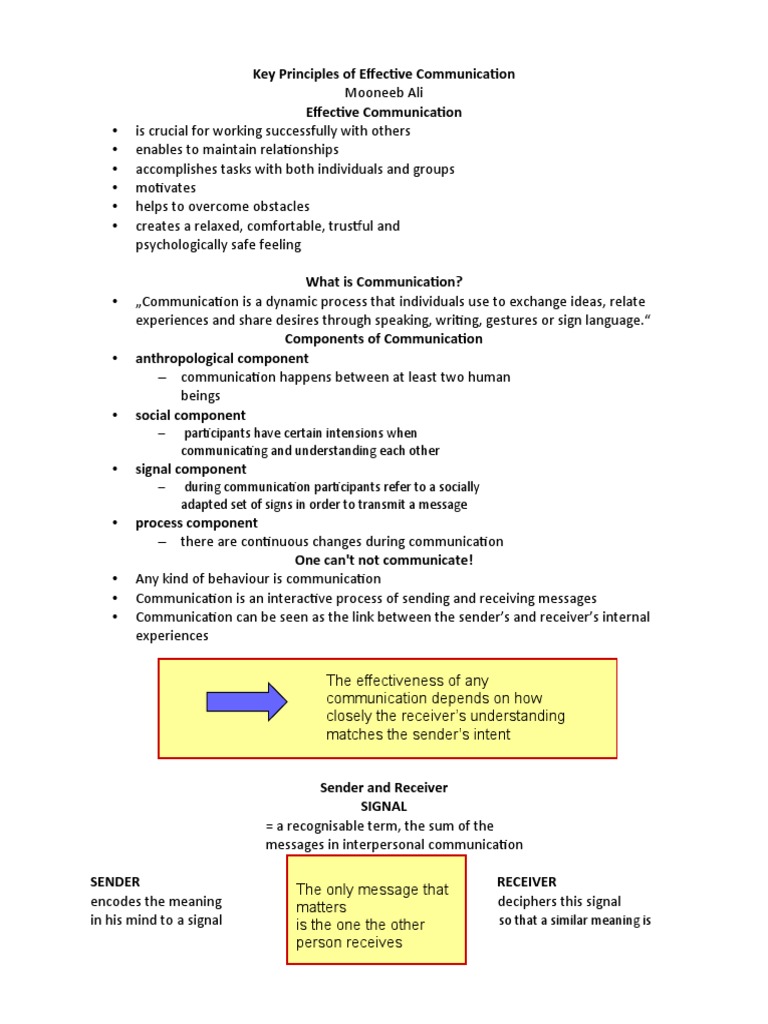 Key Principles of Effective Communication | PDF | Nonverbal ...