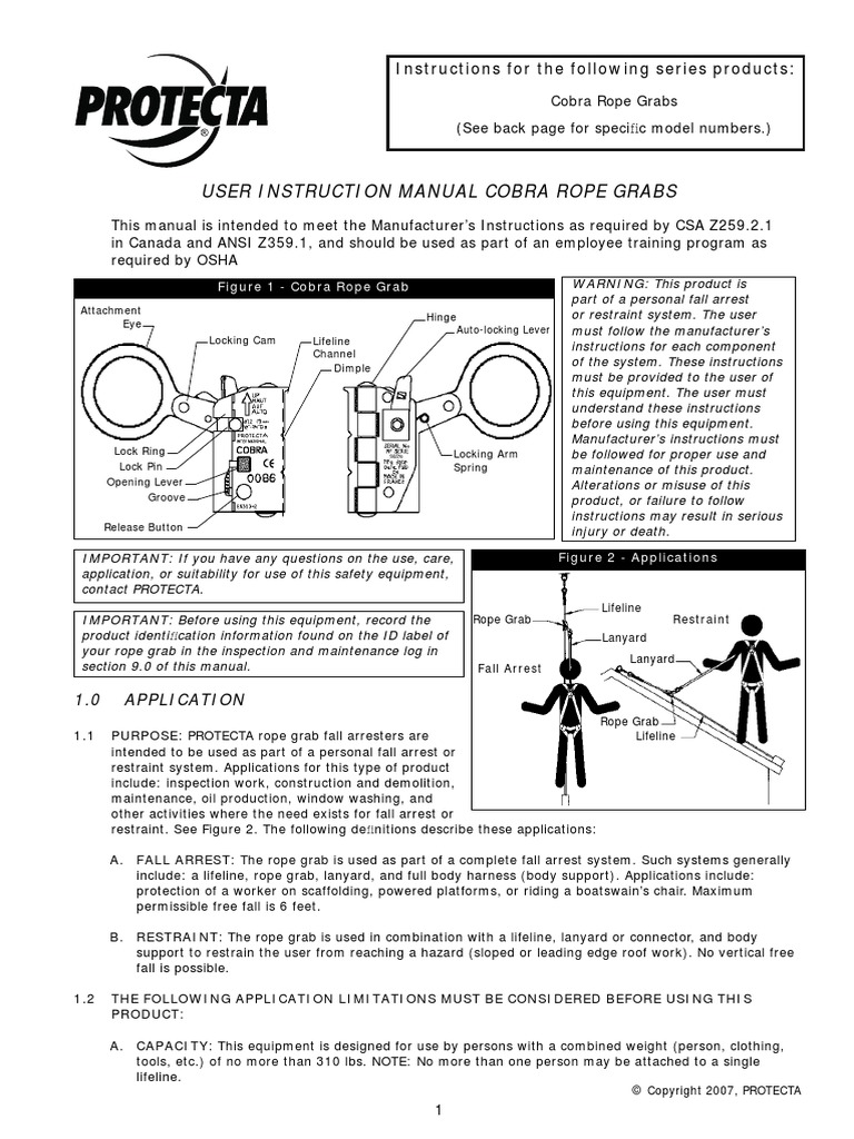 User Instruction Manual Cobra Rope Grabs | PDF | Rope | Nature