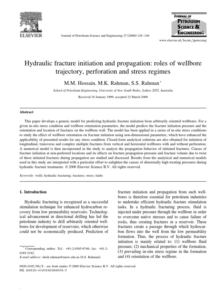 Hydraulic Fracture Initiation and Propagation: Roles of Wellbore Trajectory, Perforation and ...