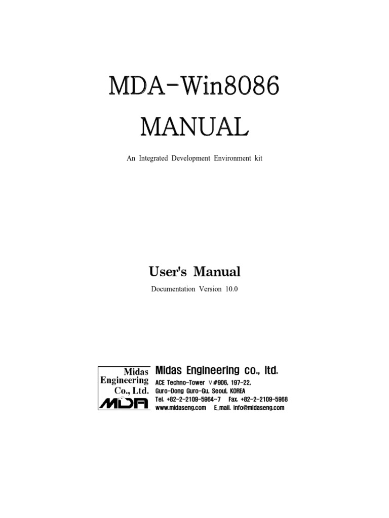 MDA WinIDE8086 Manual | PDF