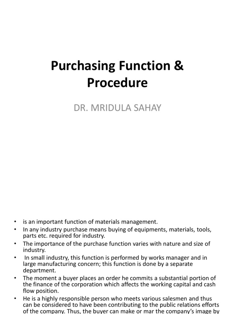 Purchasing Function & Procedure | PDF | Procurement | Prices