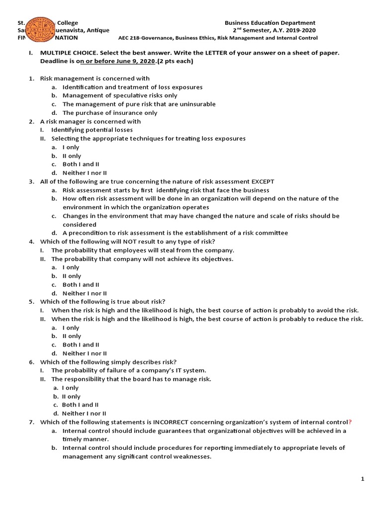 Aec 218 Final Exam | PDF | Payroll | Risk