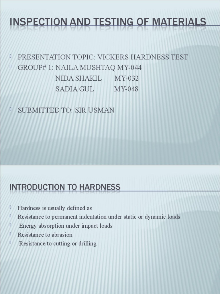 Vickers Hardness Test Overview | PDF | Materials | Physical Sciences